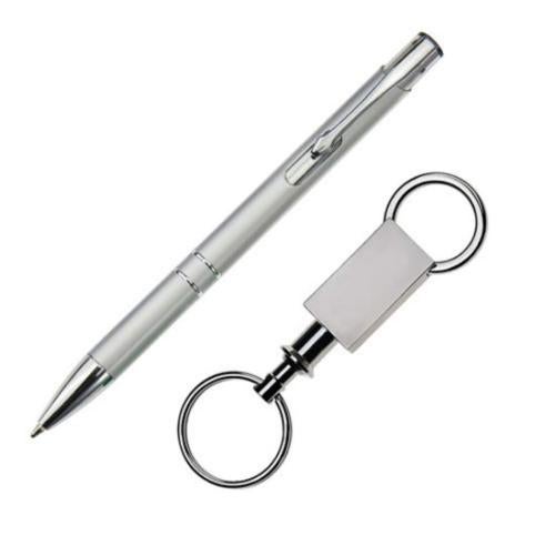Gift Sets | Clicker Pen/Keyring Gift Set GF241 SILVER