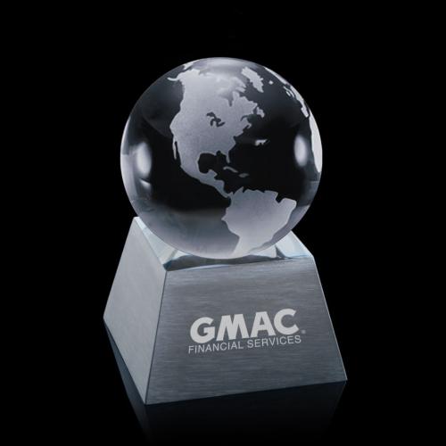 Globe on Aluminum Base PWT800-L | Paperweights