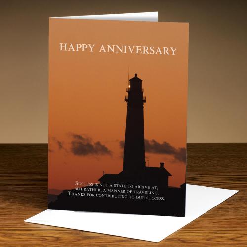 Happy Anniversary Sunset Lighthouse Greeting Cards | Successories
