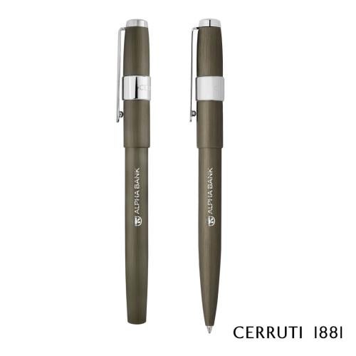 Cerruti 1881 Block Brushed Ballpoint Pen & Fountain Pen Gift Set