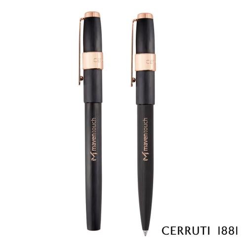 Cerruti 1881 Block Brushed Ballpoint Pen & Rollerball Pen Gift Set