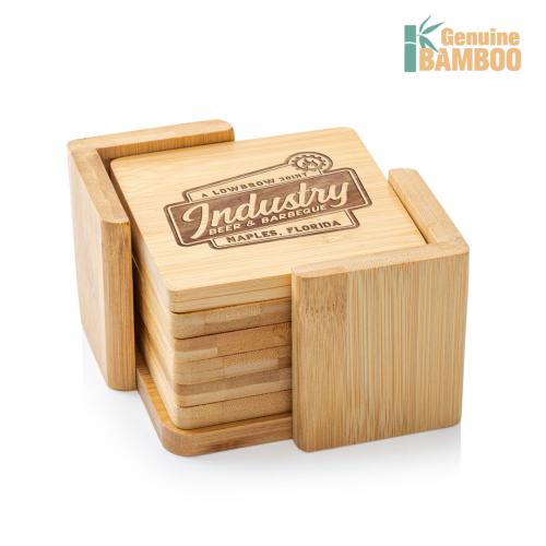 Burke Bamboo Coasters Set - Square DSK2026 | Successories